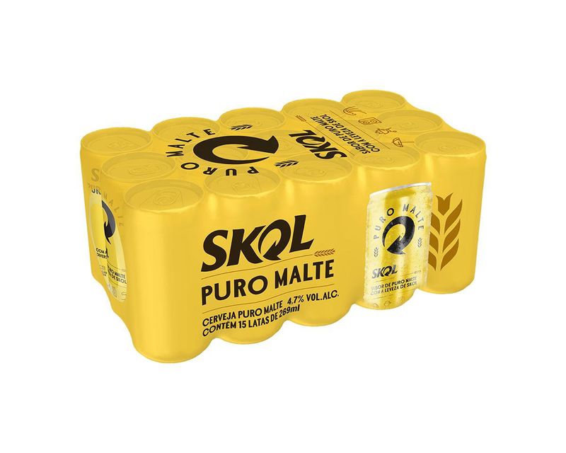 Cerveja Skol Puro Malte 269ml Lata Pack C/15