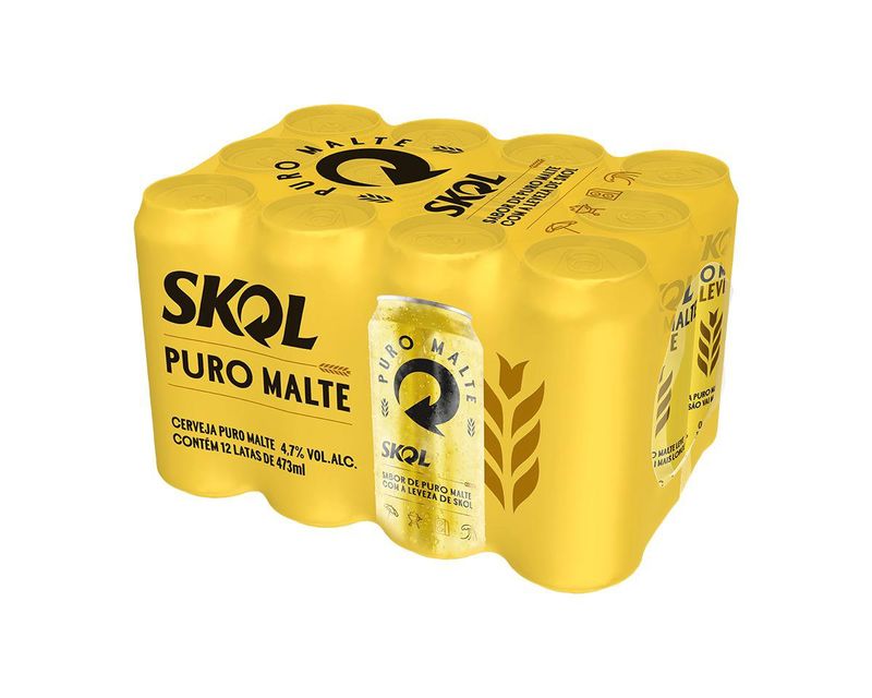 Cerveja Skol Puro Malte Lata 473ml Pack C/12 Cerveja Skol Puro Malte Lata 473ml Pack C/12