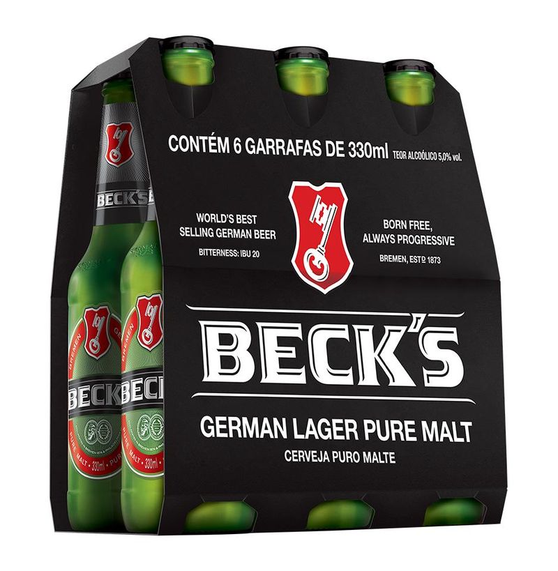 Cerveja Becks Puro Malte 330ml Long Neck Pack C/6