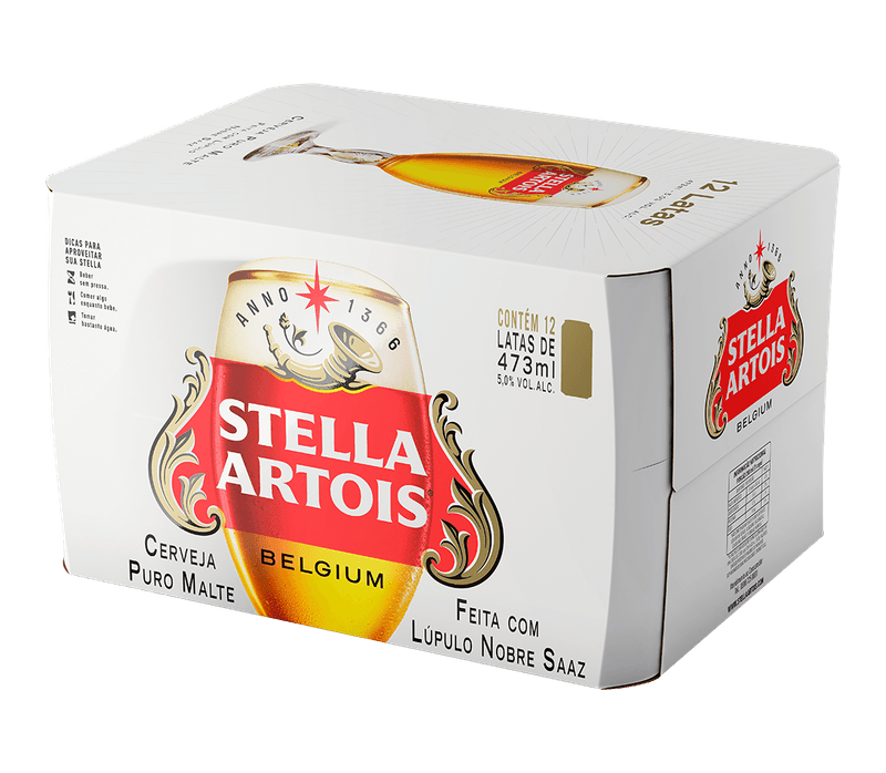Cerveja Stella Artois Puro Malte Lata 473ml Pack C/12